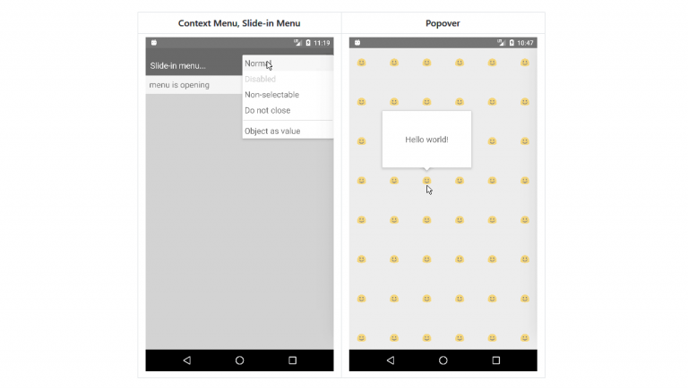 REACT NATIVE POPUP MENU