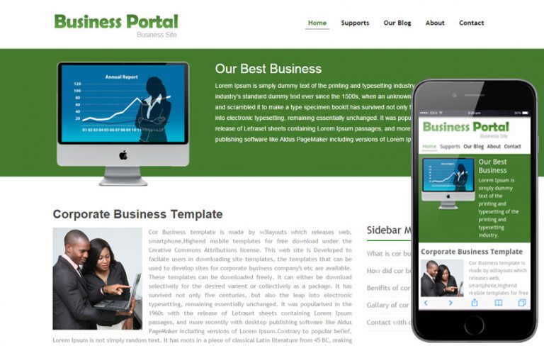 Business portal website template and Mobile Template