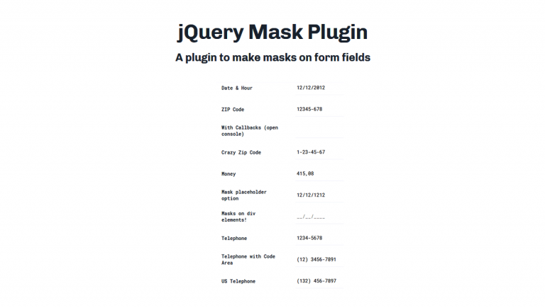 JQUERY MASK PLUGIN
