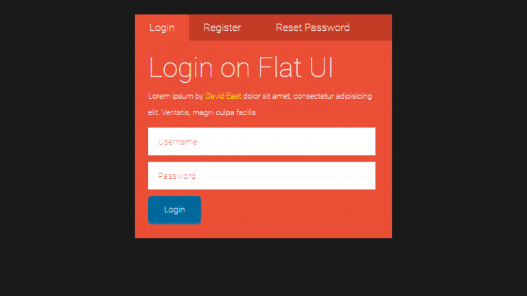 FLAT UI LOGIN FORM