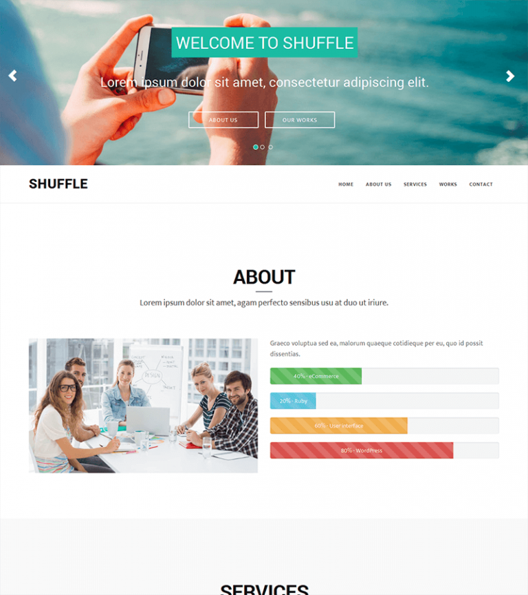 Bootstrap 3 one page template - Shuffle
