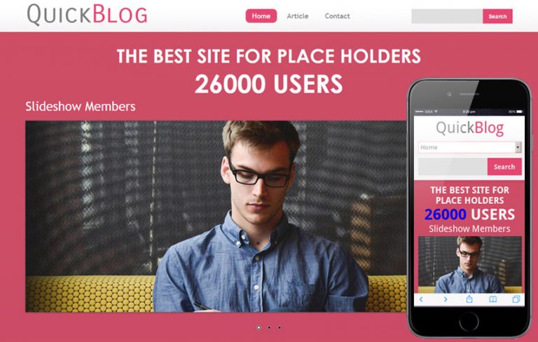 Quick Blog web and mobile website template