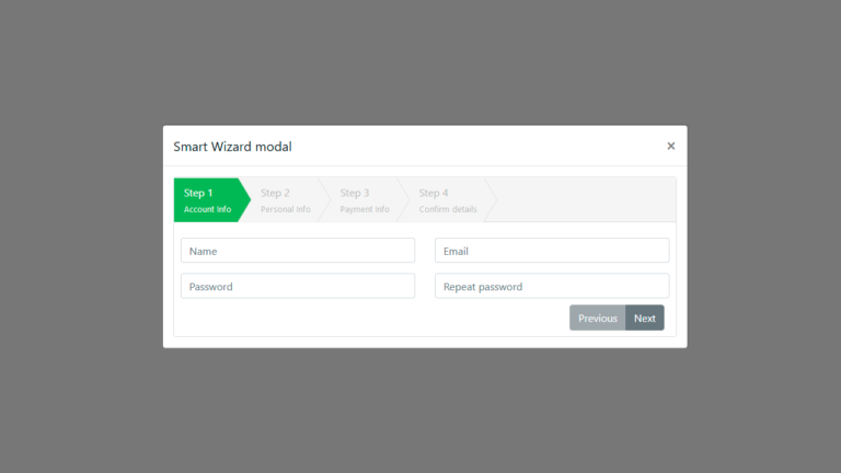 BOOTSTRAP 4 MODAL DIALOG FORM-WIZARD