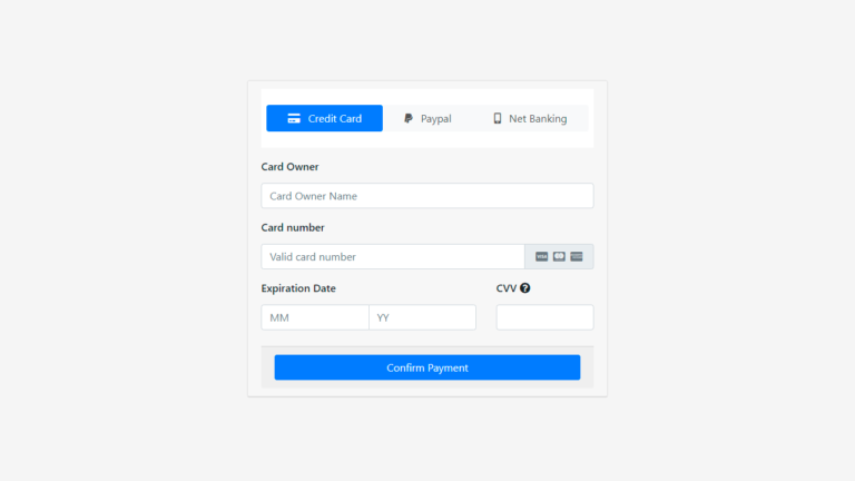 BOOTSTRAP 4 PAYMENT FORM