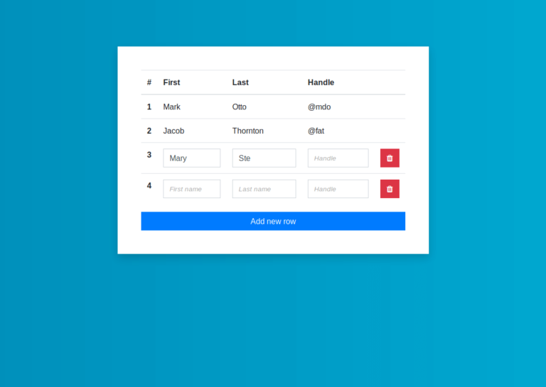 BOOTSTRAP ADD ROWS TO TABLE