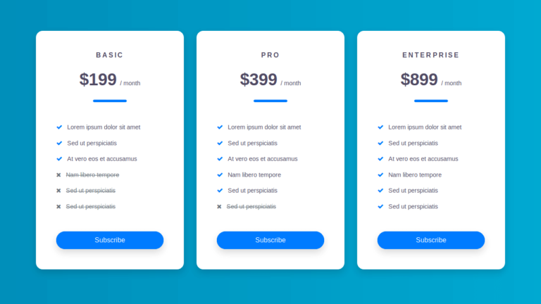 BOOTSTRAP PRICING TABLE