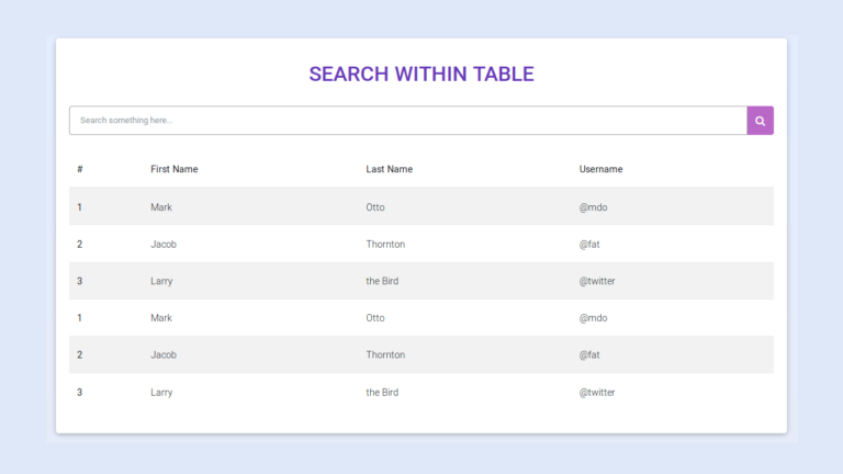 BOOTSTRAP TABLE - MATERIAL DESIGN & BOOTSTRAP 4