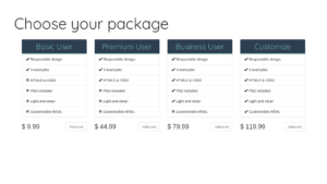 SIMPLE PRICING TABLES