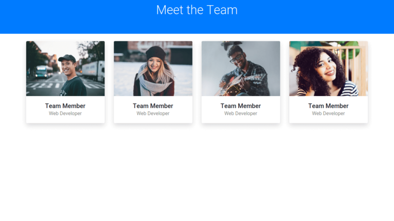 BOOTSTRAP 4 ABOUT AND TEAM SECTION