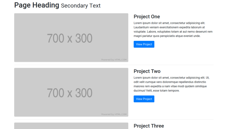 BOOTSTRAP 4 ONE COLUMN PORTFOLIO LAYOUT