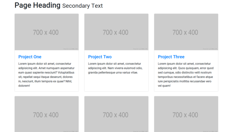 BOOTSTRAP 4 THREE COLUMN PORTFOLIO LAYOUT