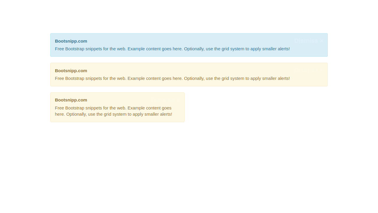 CLEAN BOOTSTRAP DISMISSABLE ALERT