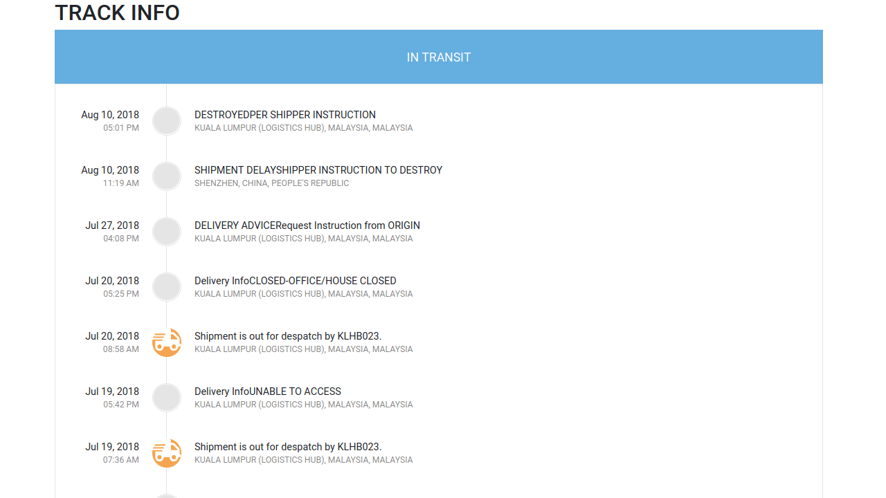 TRACKING RESULT TIMELINE