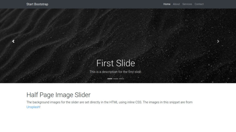 BOOTSTRAP 4 HALF PAGE IMAGE SLIDER HEADER