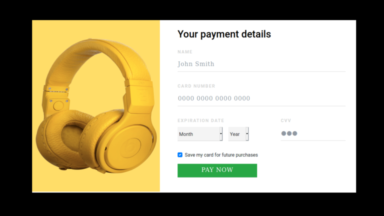 BOOTSTRAP 4 PAYMENT FORM WITH BANNER IMAGE