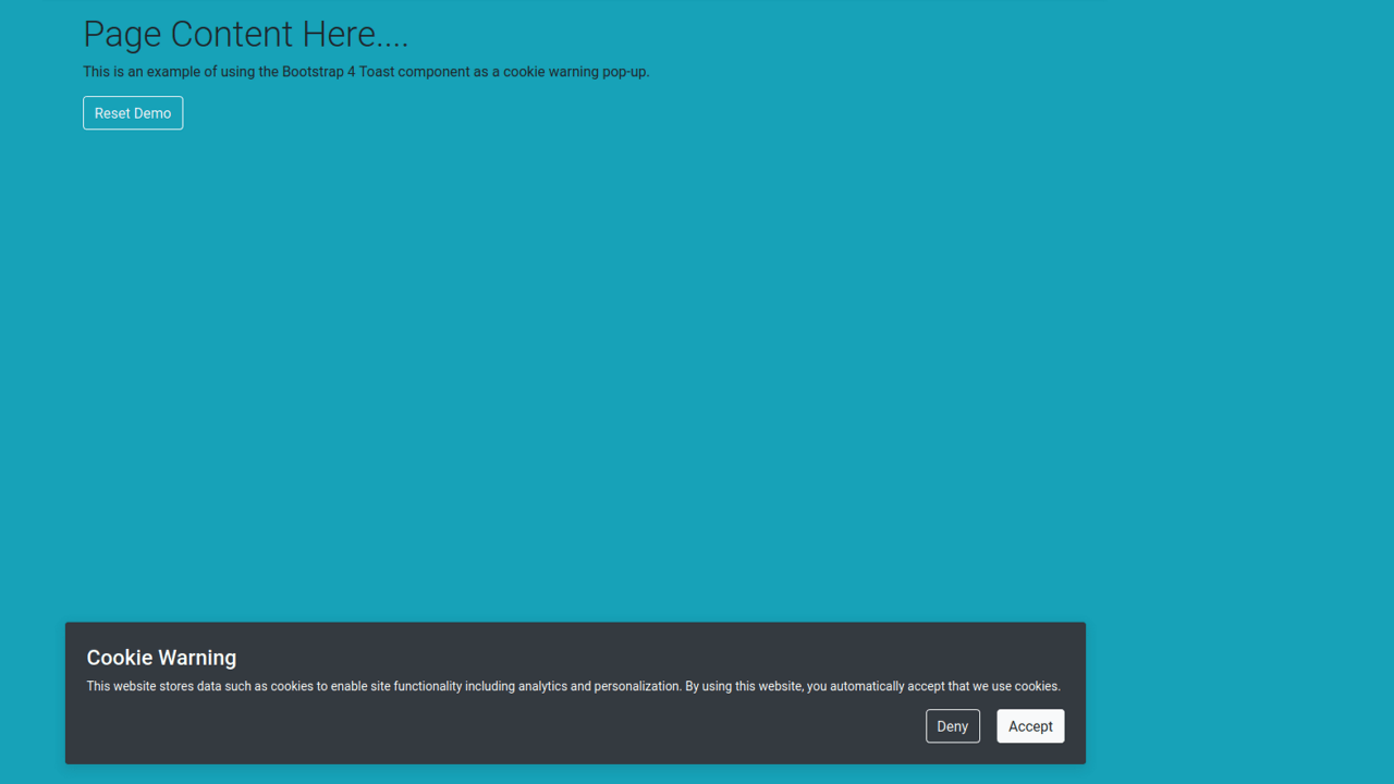 BOOTSTRAP COOKIE WARNING