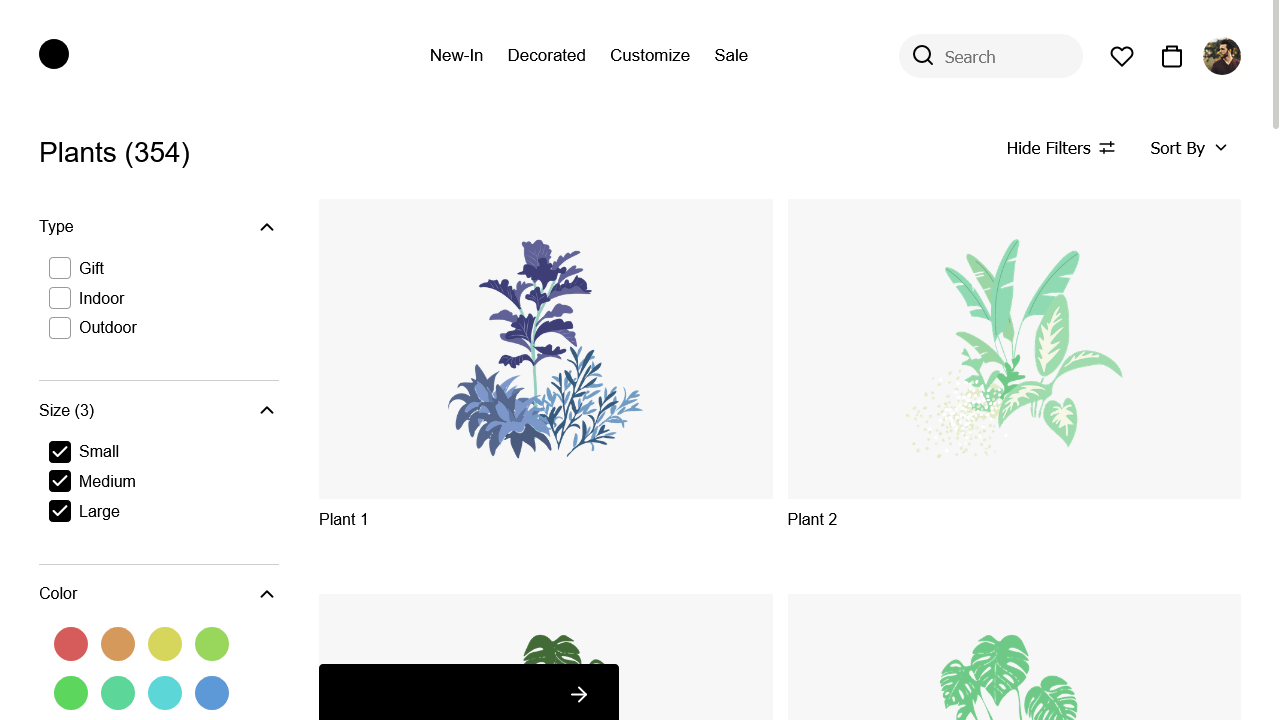 RESPONSIVE PLANTS SHOPPING UIX