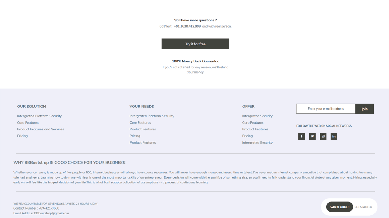 BOOTSTRAP 4 ECOMMERCE MEGA FOOTER
