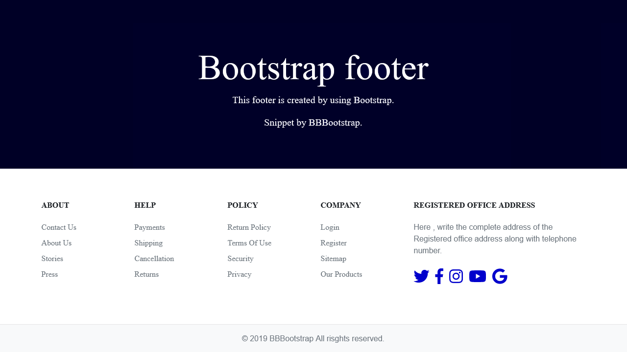 BOOTSTRAP 4 WEBSITE FOOTER
