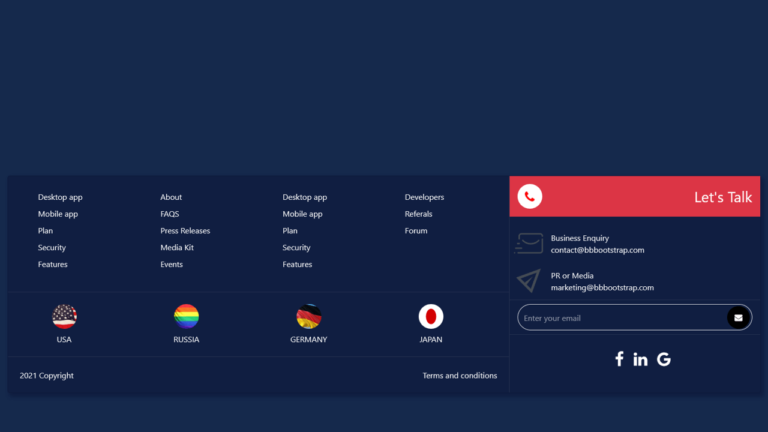 BOOTSTRAP 5 WEBSITE FOOTER DESIGN